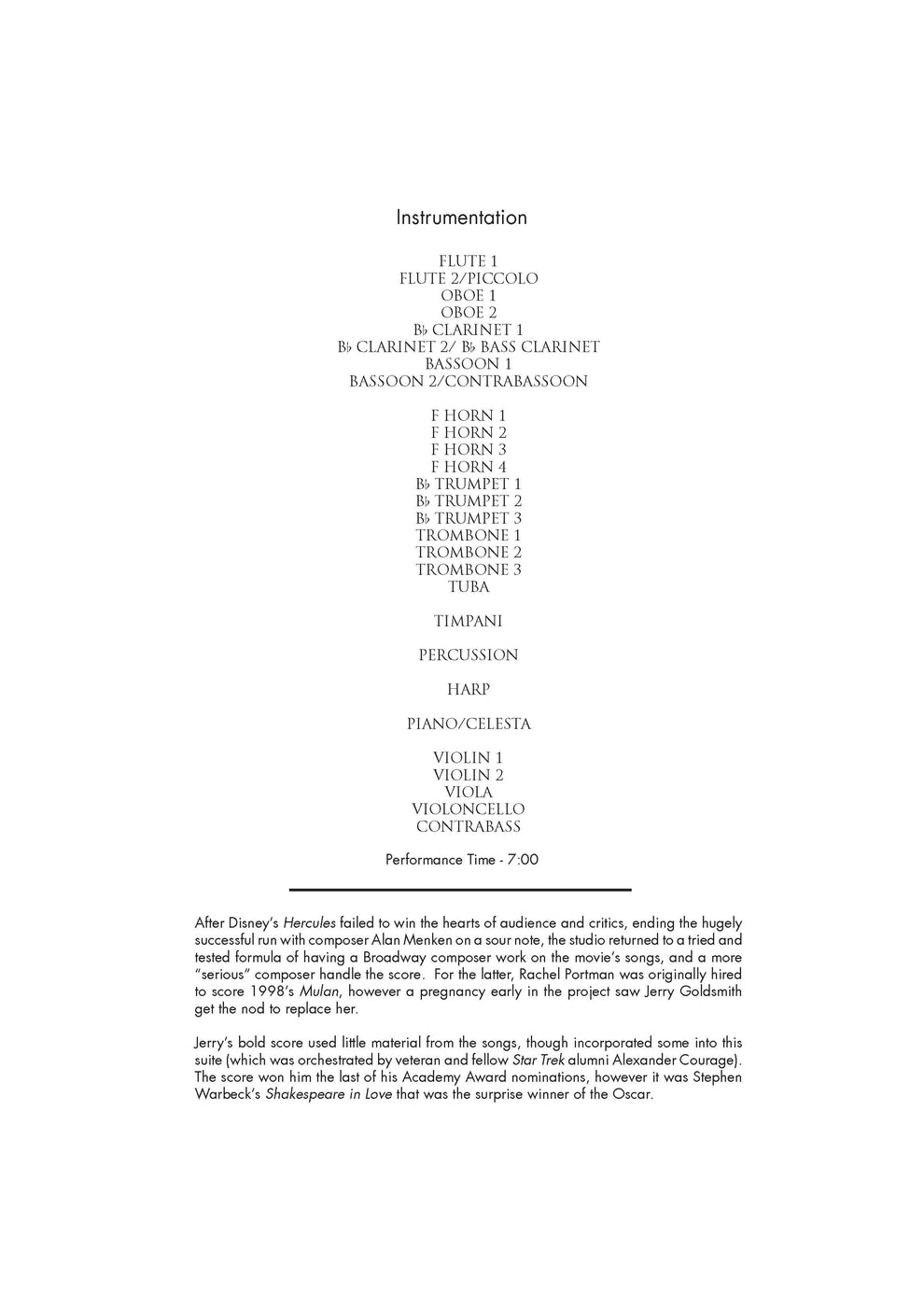 OVERTURE from Mulan - Jerry Goldsmith (Score & Parts) **DIGITAL DOWNLO ...