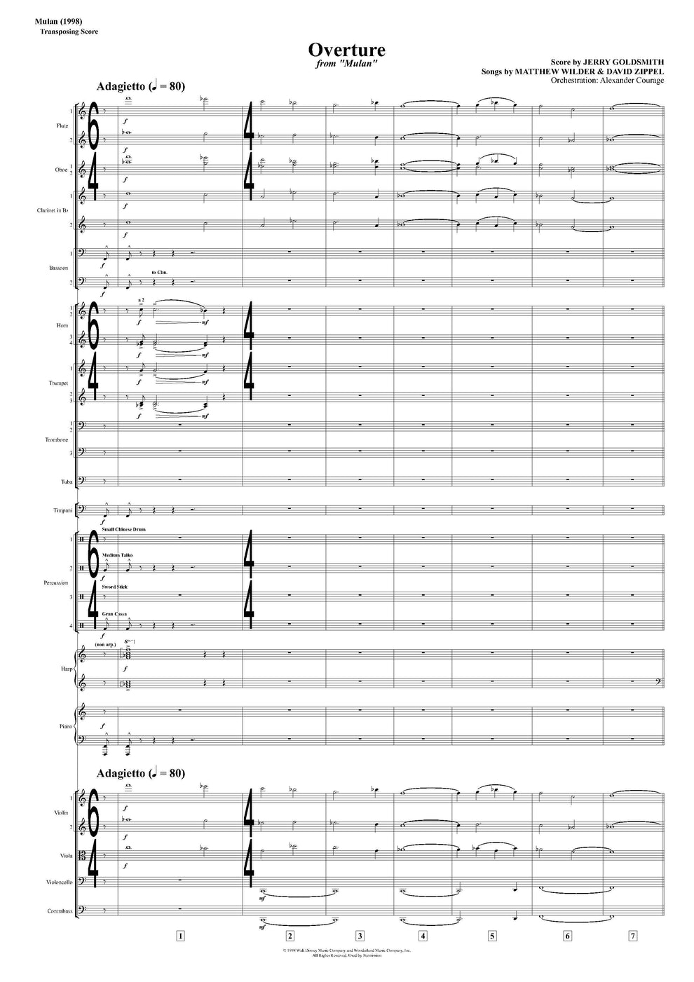 OVERTURE from Mulan - Jerry Goldsmith (Score & Parts) **DIGITAL DOWNLO ...