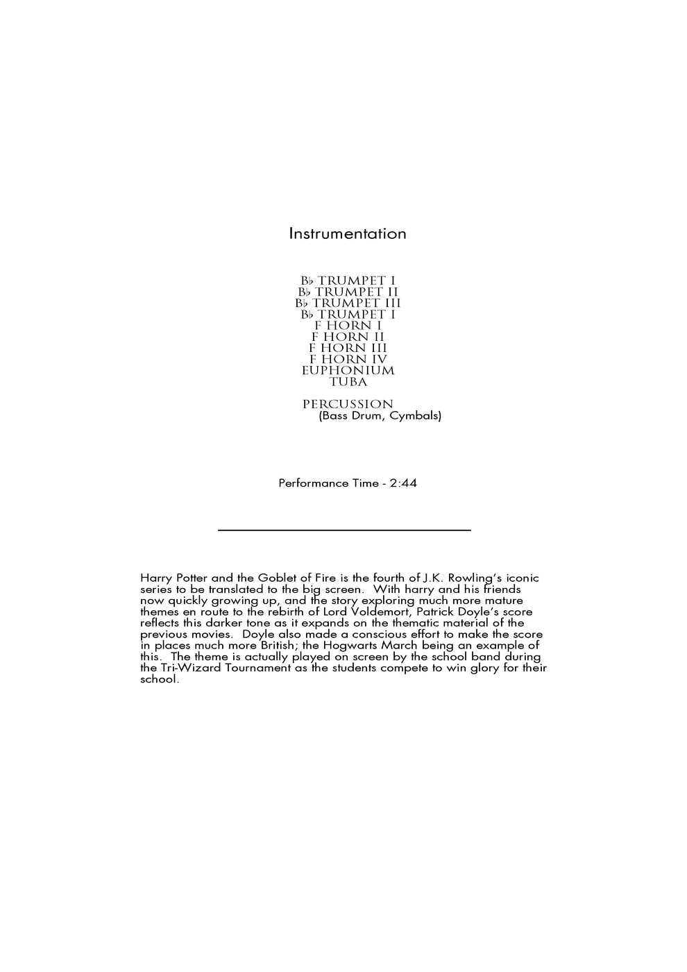 HOGWARTS MARCH from Harry Potter and the Goblet of Fire **DIGITAL DOWN ...