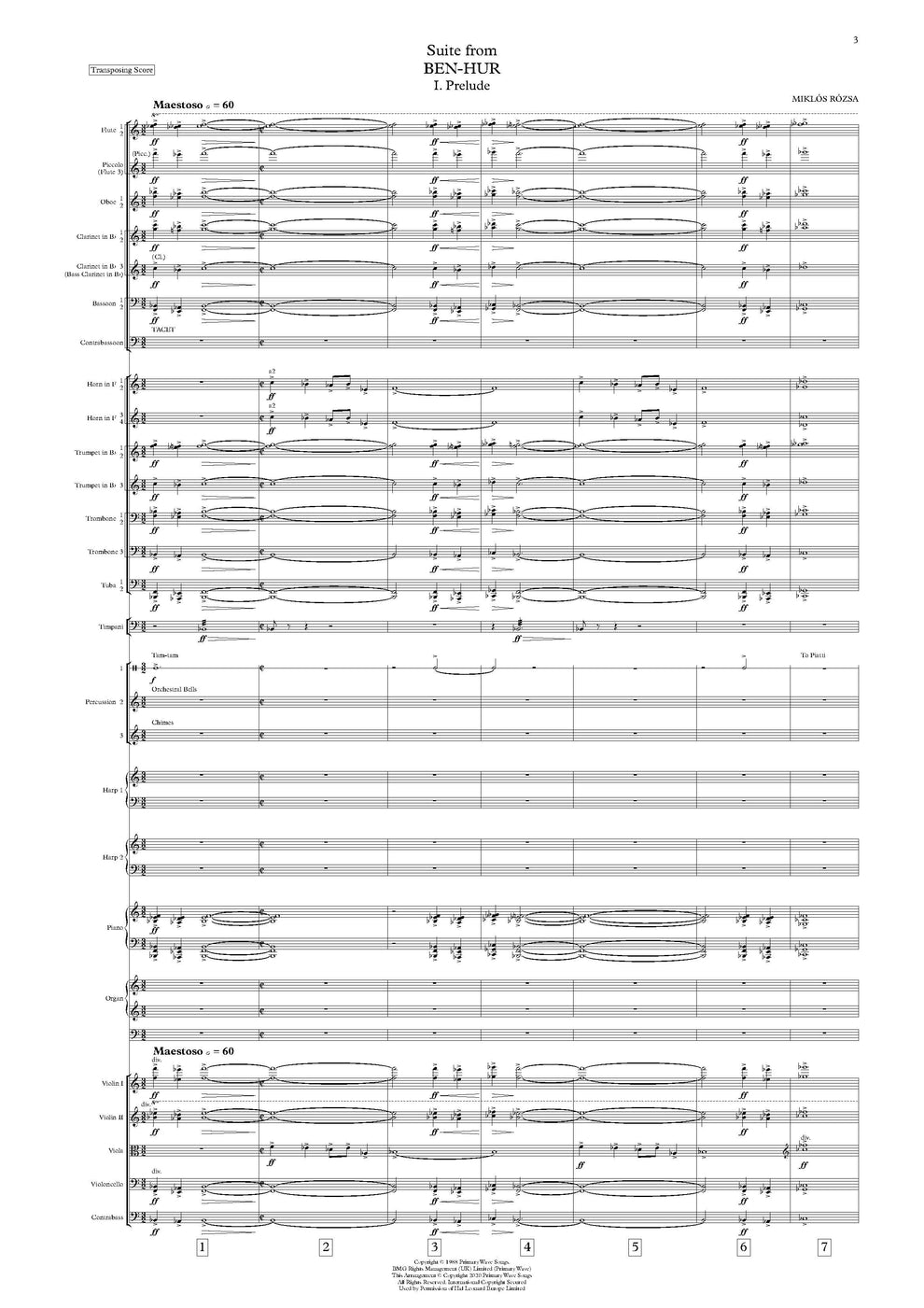 SUITE from BEN-HUR - Miklós Rózsa **PRINTED SCORE** – Chris Siddall ...