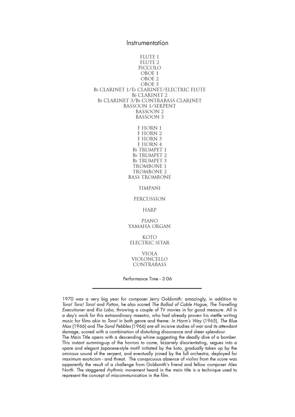 MAIN TITLE from Tora! Tora! Tora! - Jerry Goldsmith (Score Only) **DIG ...